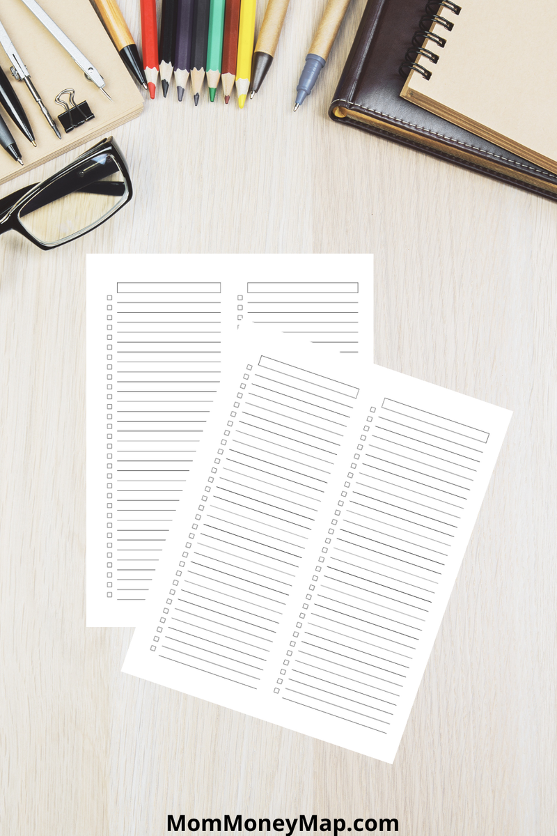 Blank Checklist Printable PDF 8.5 x 11 US Letter (2 Categories) – Mom ...