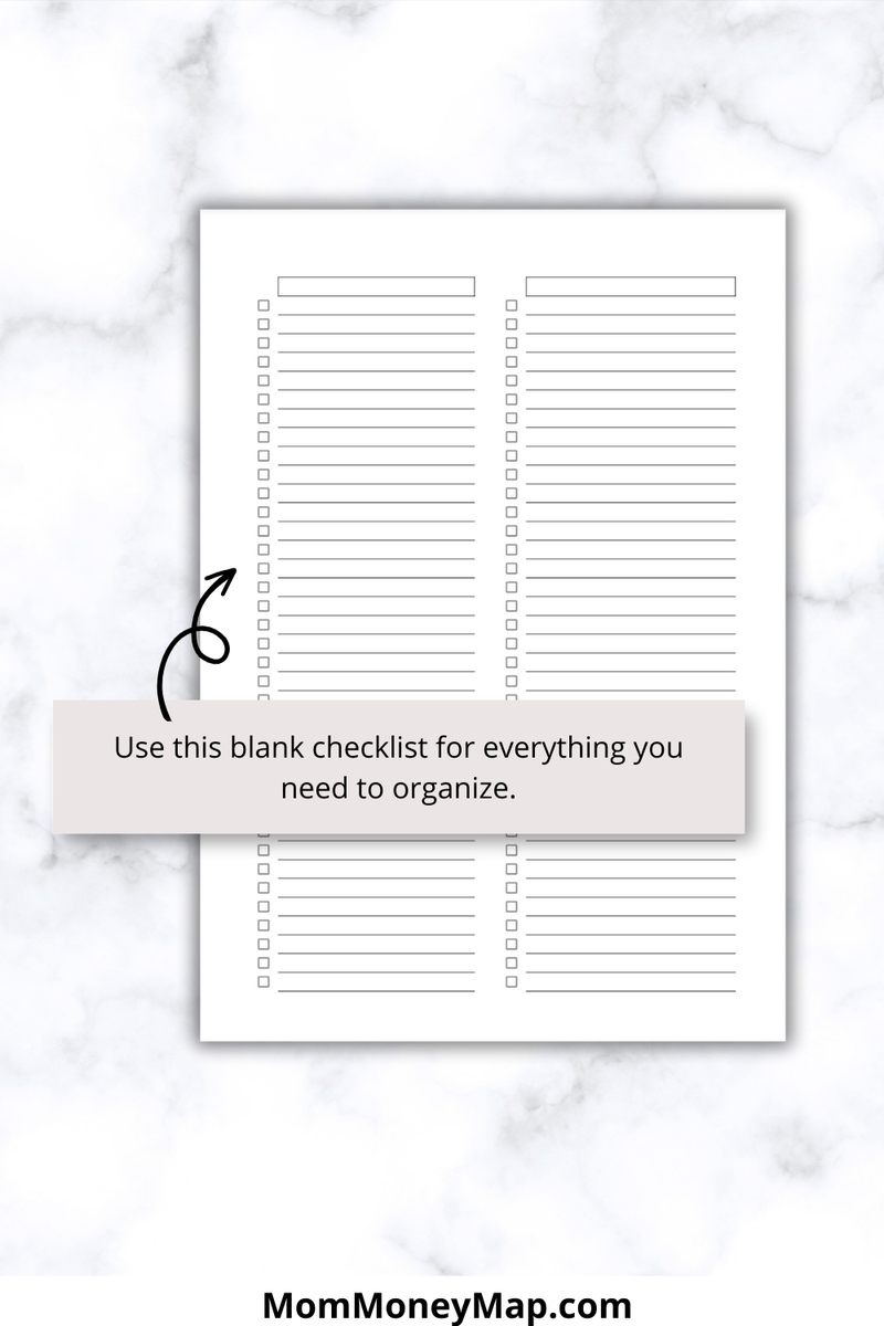 Blank Checklist Printable PDF A5 (2 Categories) – Mom Money Map