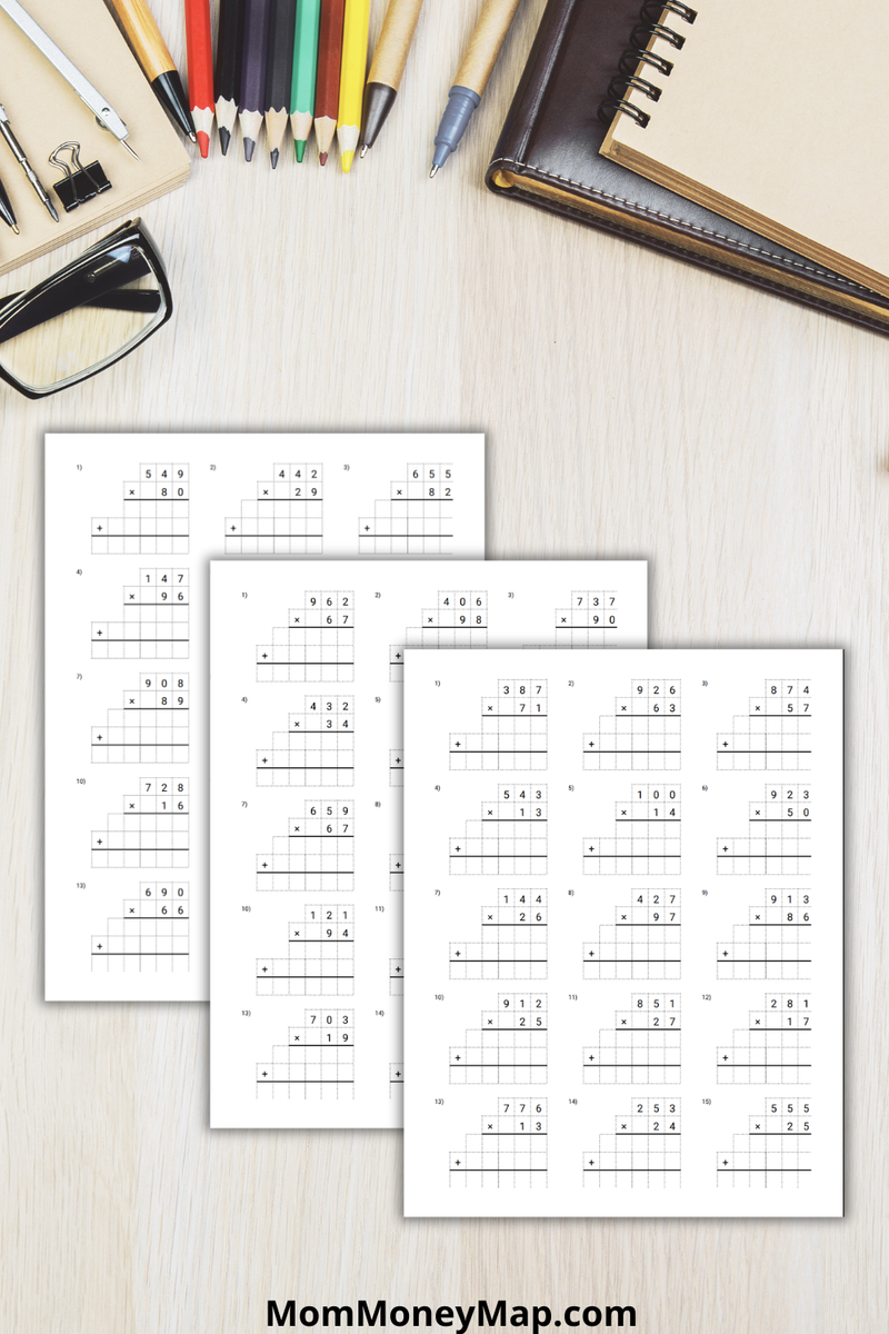Multiplication 3 Digits by 2 Digits – 100 Pages Printable PDF – Mom ...