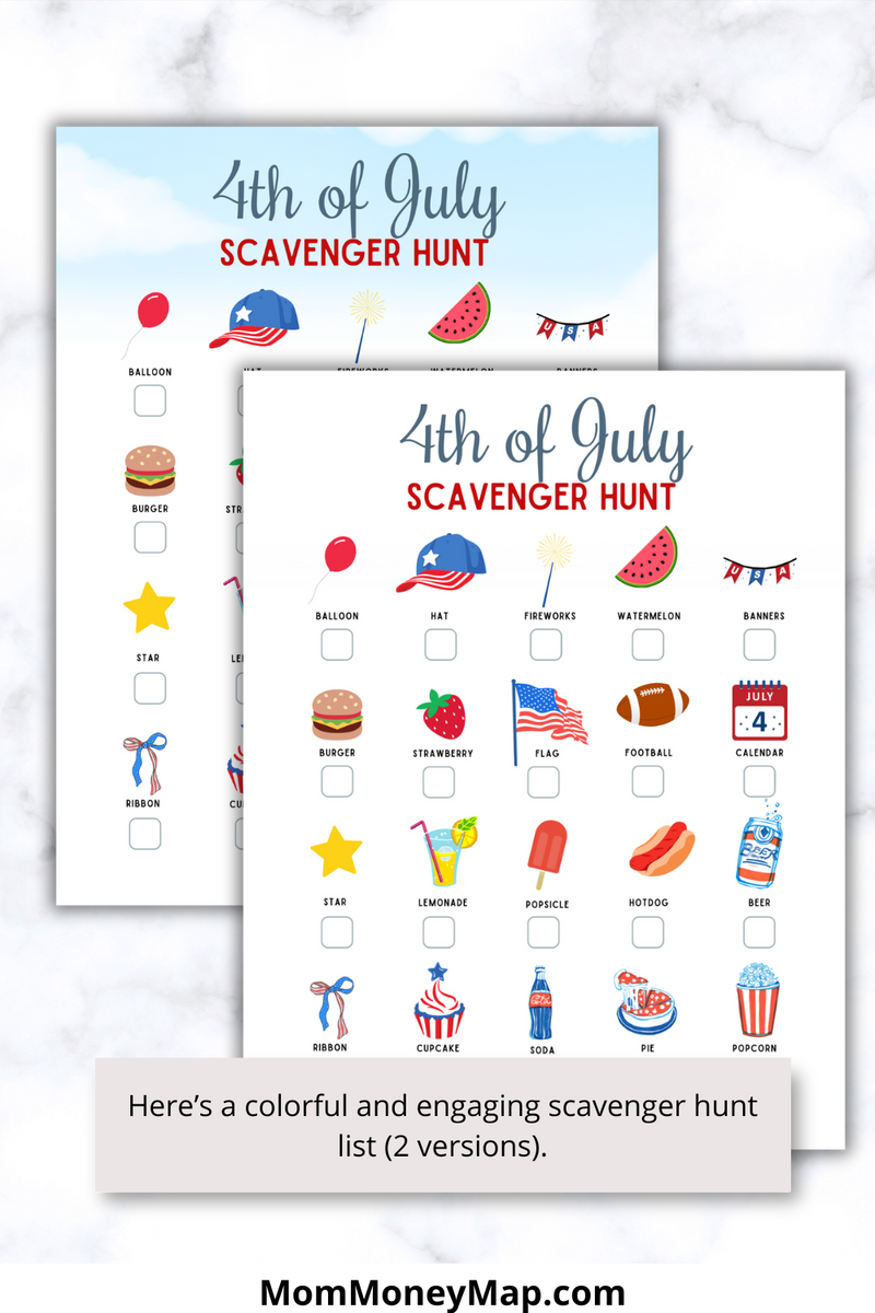 4th of July Scavenger Hunt Printable PDF – Mom Money Map