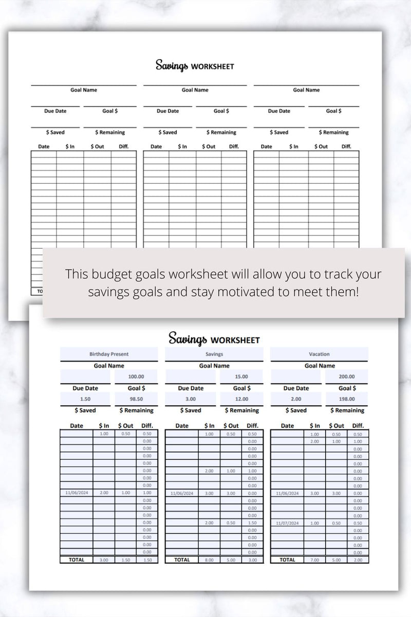 Budget Goals Worksheet Printable PDF for Financial Planning – Mom Money Map