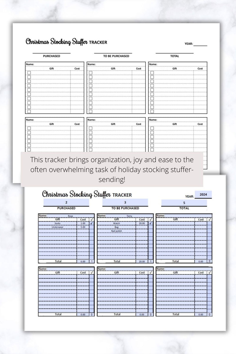 Christmas Stocking Stuffer Tracker Printable PDF – Mom Money Map