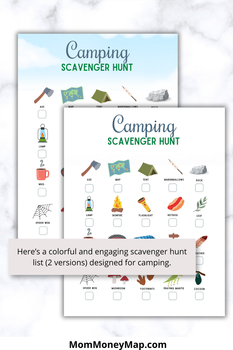 Camping Scavenger Hunt Printable PDF – Mom Money Map