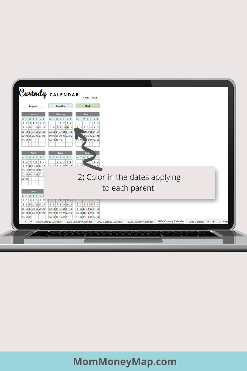 Co-Parenting Calendar Excel Spreadsheet - Sky Blue – Mom Money Map