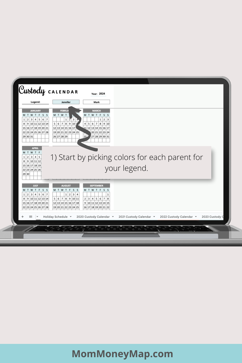 Co-Parenting Calendar Google Sheets Spreadsheet - Blue – Mom Money Map