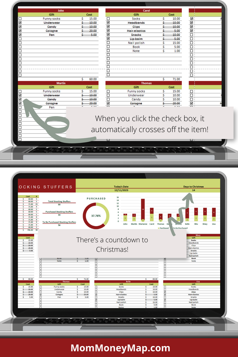 Christmas Stocking Stuffer Excel Spreadsheet – Mom Money Map