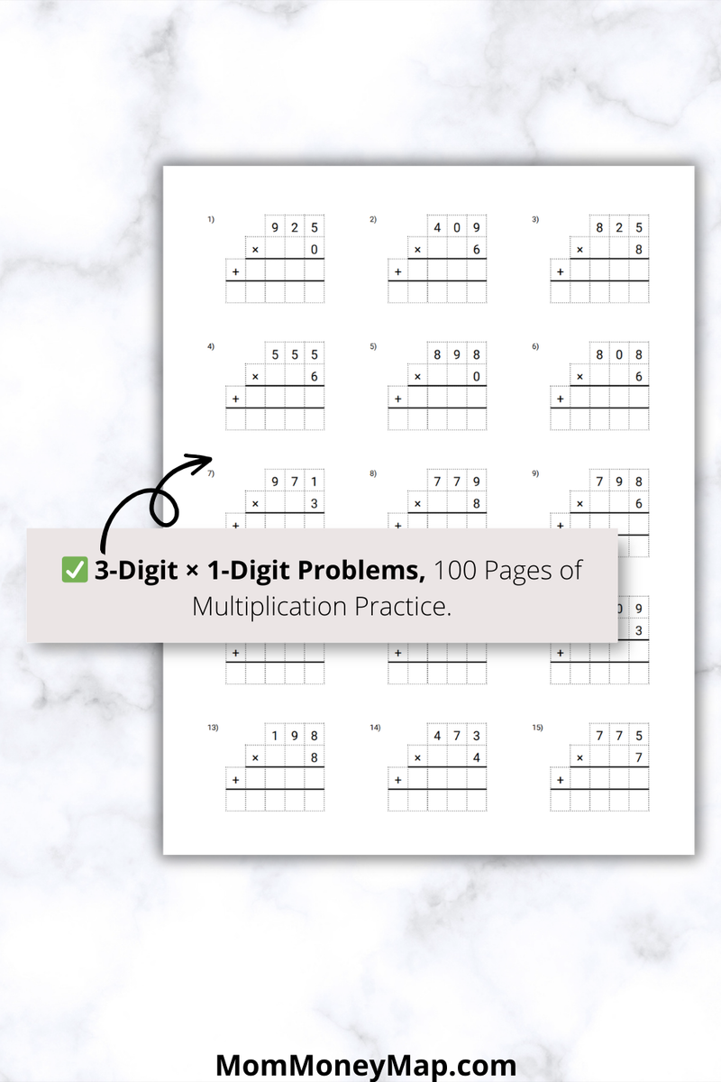 3 Digit by 1 Digit Multiplication Worksheets | Grade 3–4 Math Practice ...