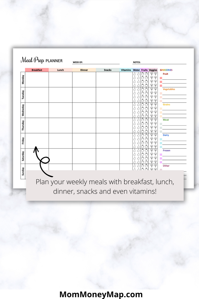 Multi-Colored Meal Prep Planner Printable PDF for Weekly Planning – Mom ...