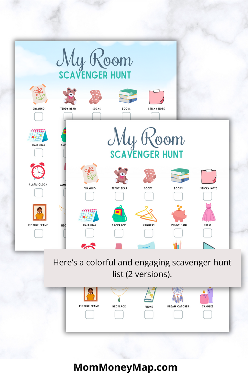 My Room Scavenger Hunt Printable PDF – Mom Money Map