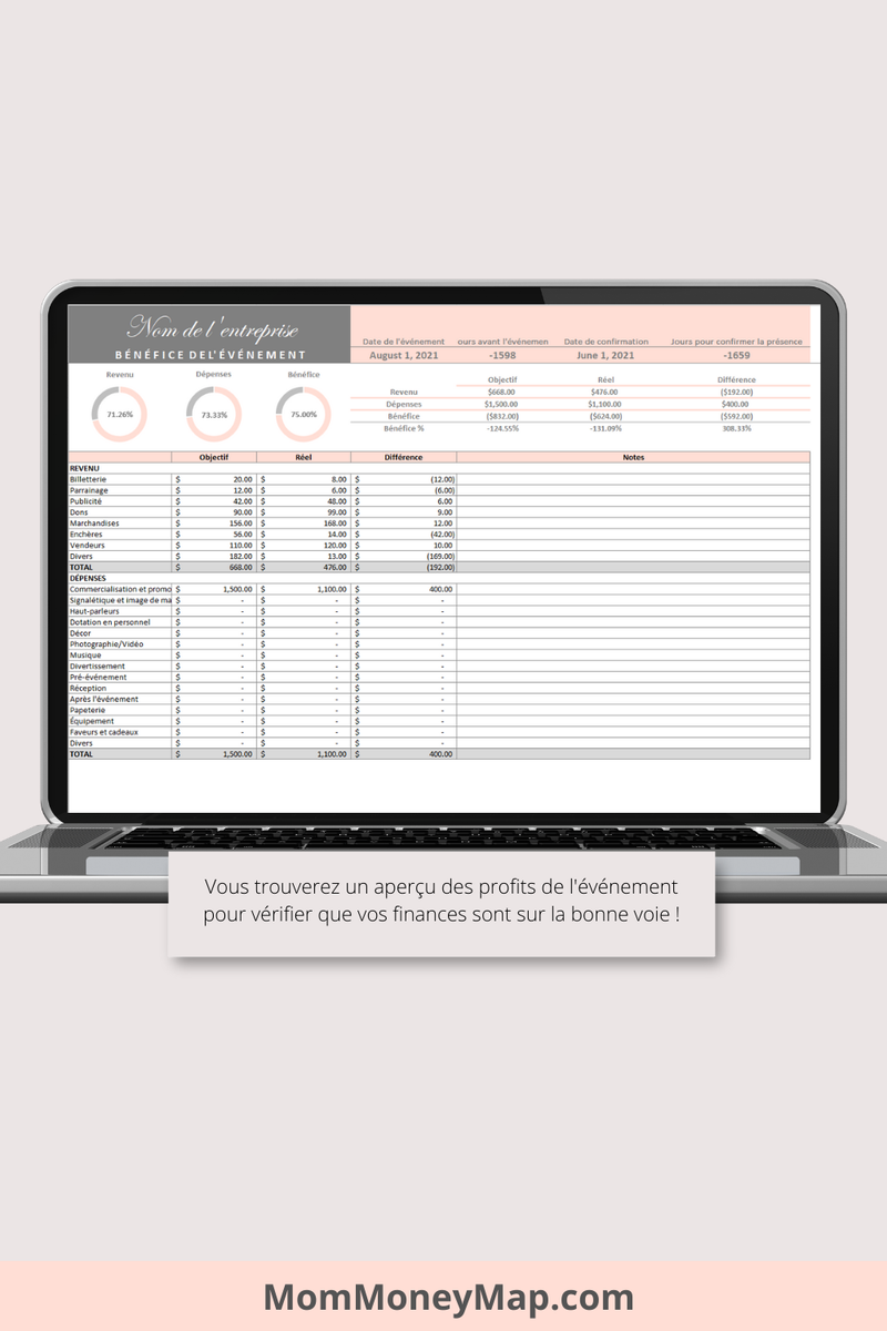 Fundraiser Excel Spreadsheet - French | Tableur Excel de collecte de f ...