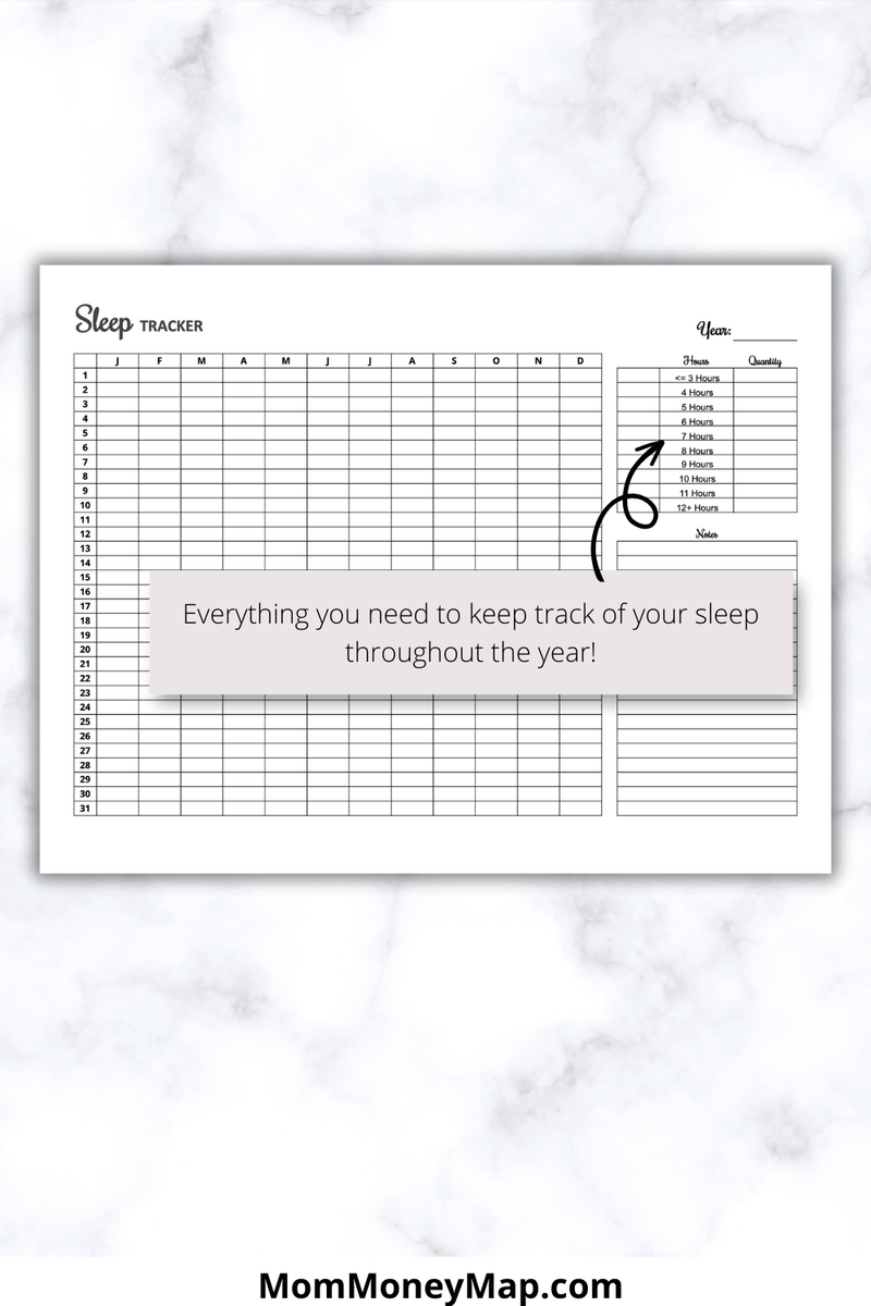 Sleep Tracker Printable PDF – Mom Money Map