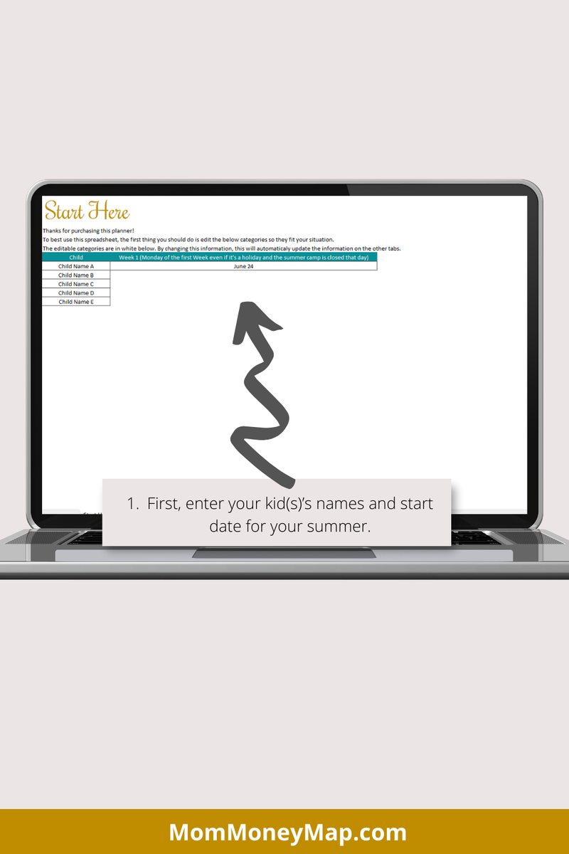 Summer Camp Tracker Excel Spreadsheet for Up to 14 Weeks – Mom Money Map