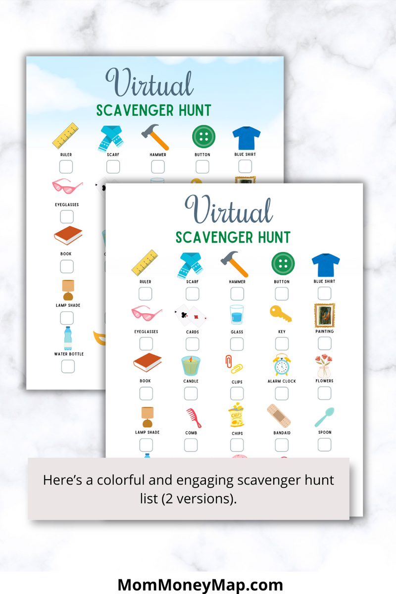 Virtual Scavenger Hunt Printable PDF – Mom Money Map