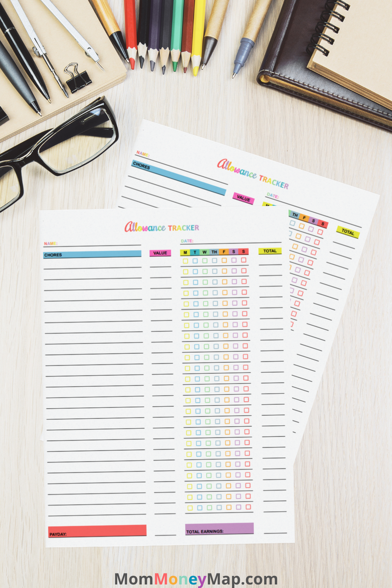 Allowance Tracker Printable PDF - Multi-Color – Mom Money Map