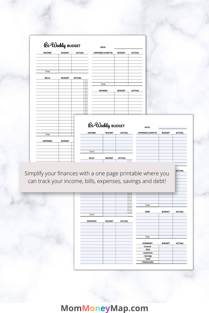 Biweekly Budget Printable PDF Mom Money Map Biweekly Budget Printable PDF Mom Money Map