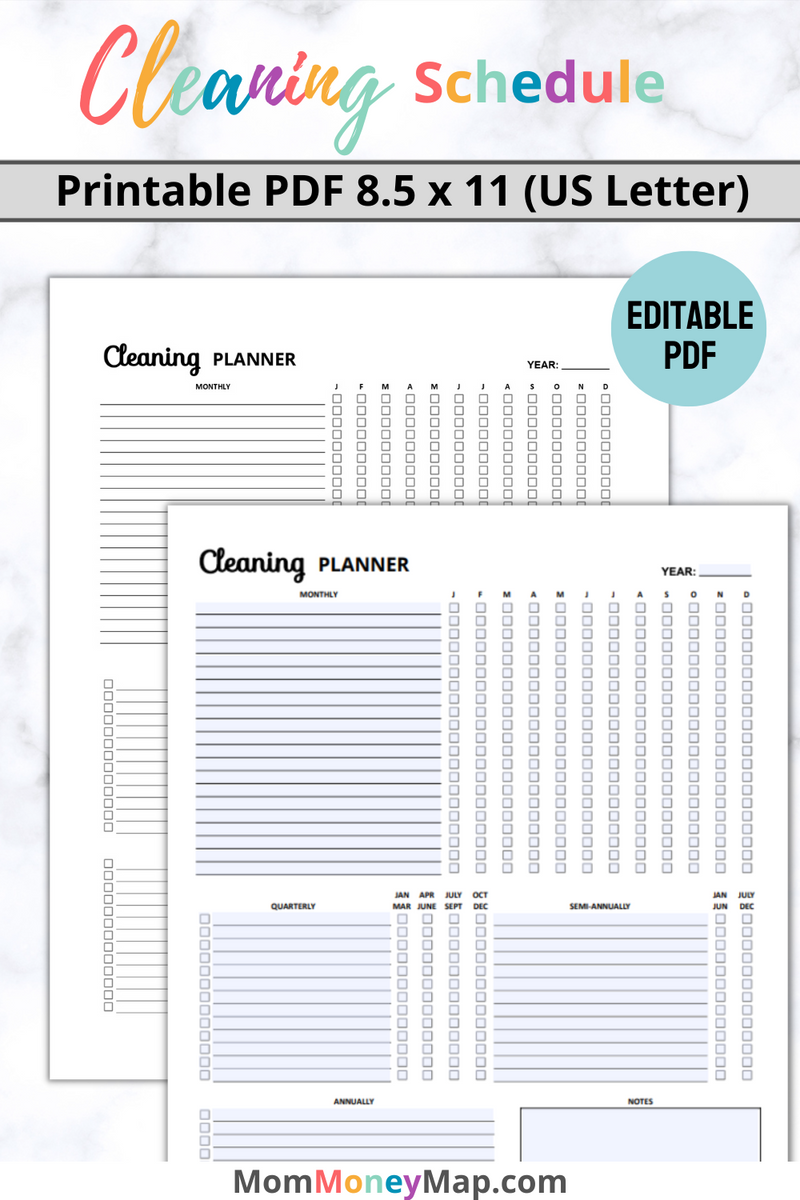 Cleaning Planner Printable PDF – Portrait Chore & Cleaning Organizer ...