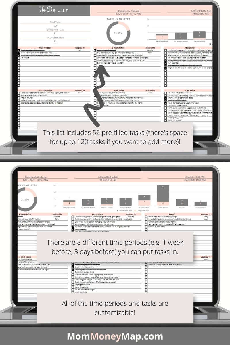 Vacation To Do List Google Sheets Spreadsheet – Mom Money Map