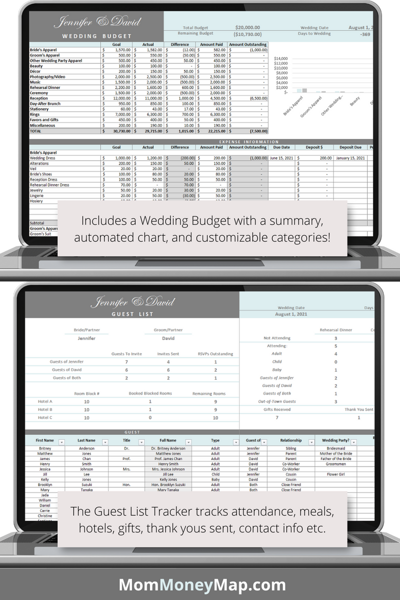 Wedding Planner Excel Spreadsheet - Sky Blue – Mom Money Map