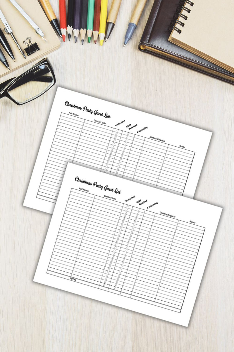 Christmas Party Guest List Printable PDF for Holiday Planning – Mom ...