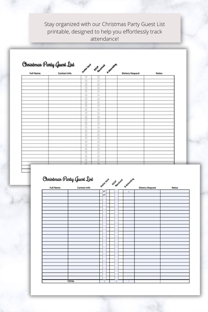 Christmas Party Guest List Printable PDF for Holiday Planning – Mom ...