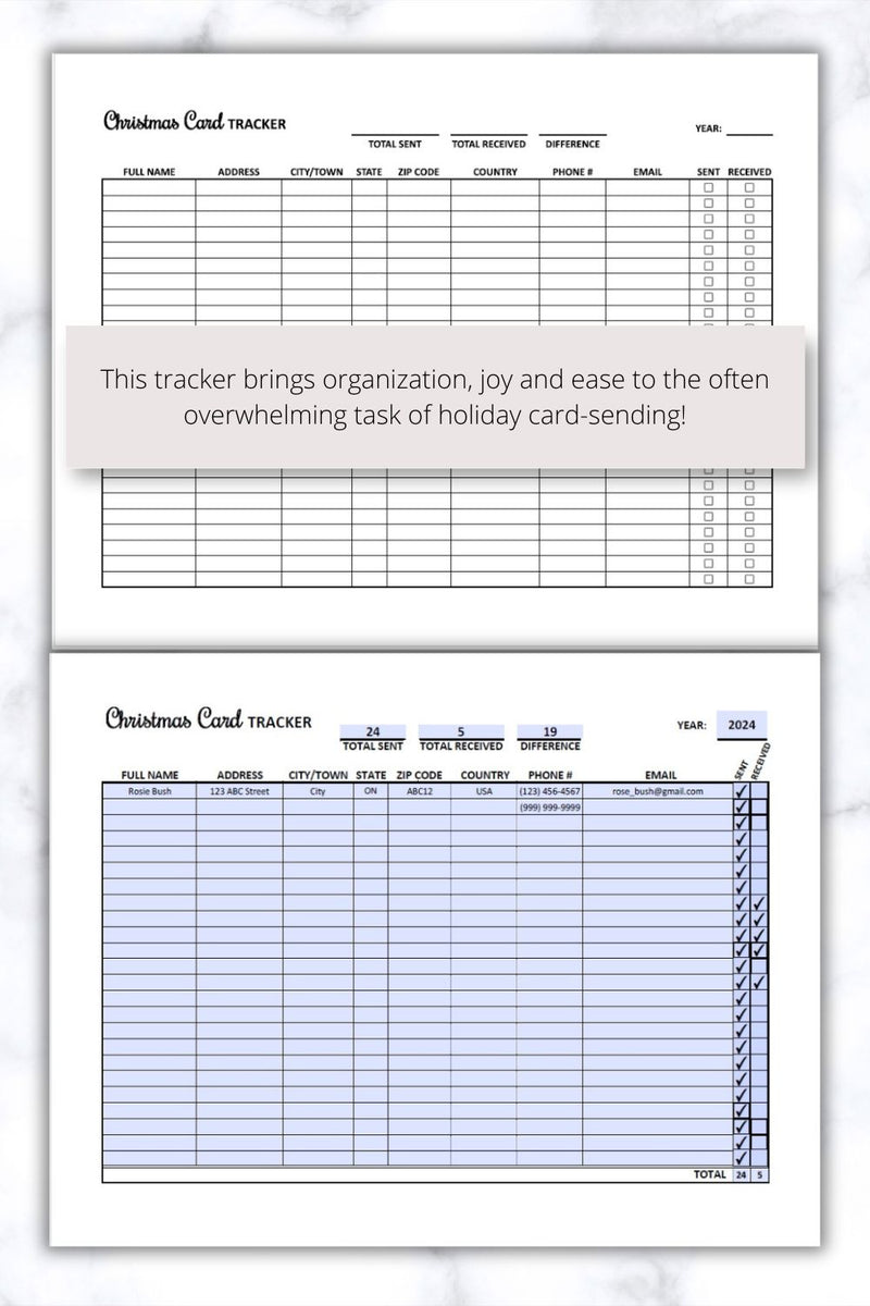 Christmas Card Tracker Printable PDF – Mom Money Map