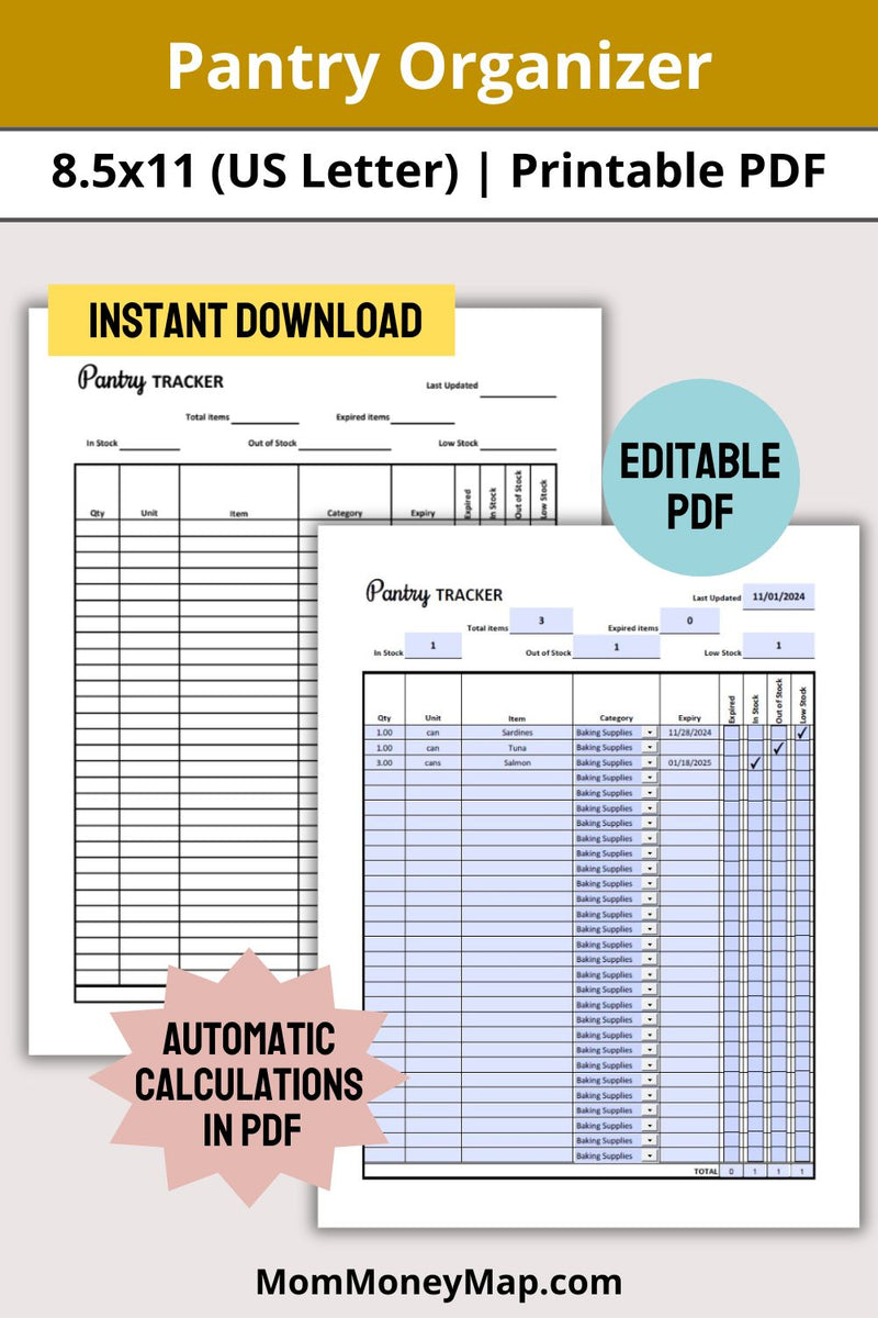 Pantry Organizer Printable PDF – Mom Money Map