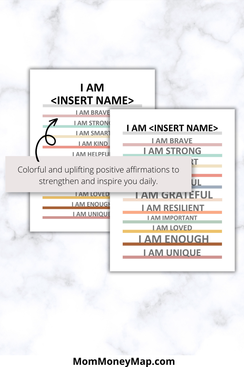 Positive Affirmations Printable PDF – Mom Money Map