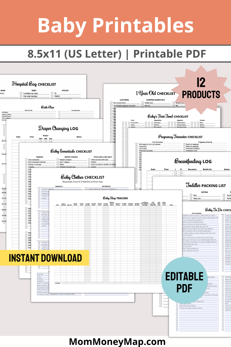 Baby Planner Printables PDF Bundle for Moms, Dads & Newborns – Mom ...