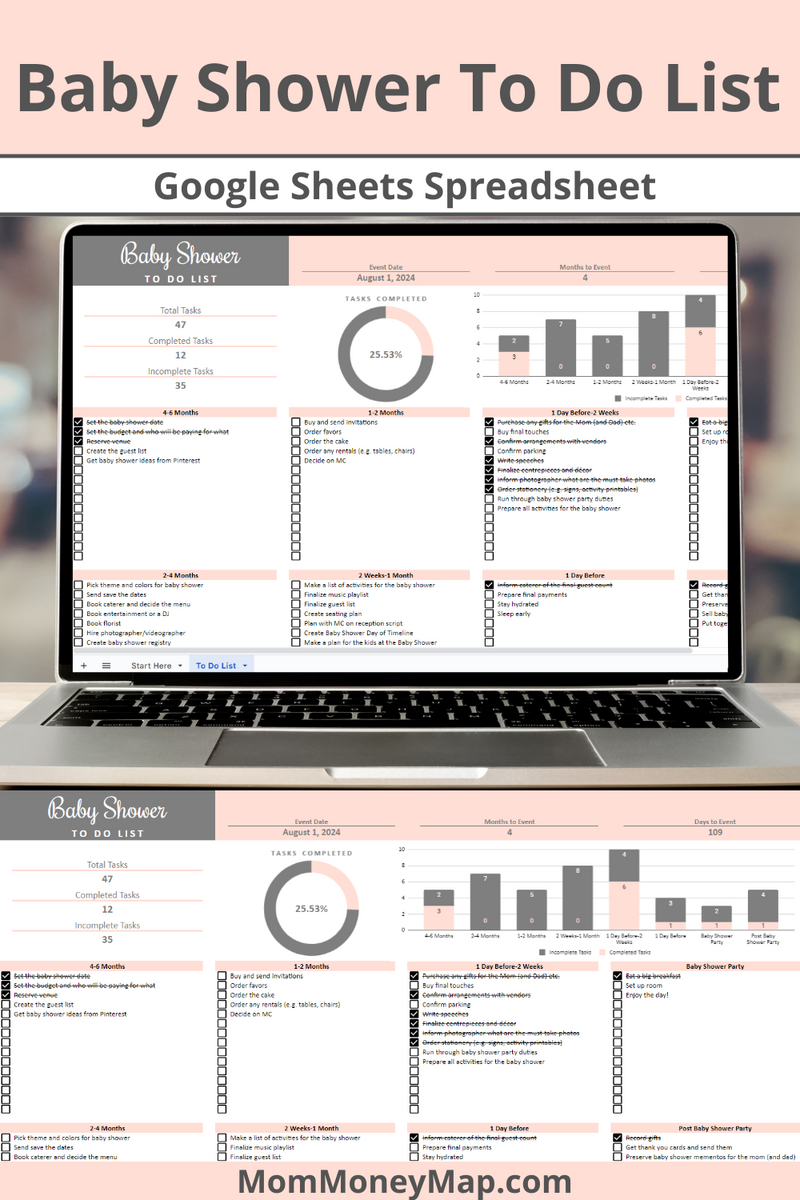 Baby Shower To-Do List Google Sheets Spreadsheet Planner Template – Mom ...
