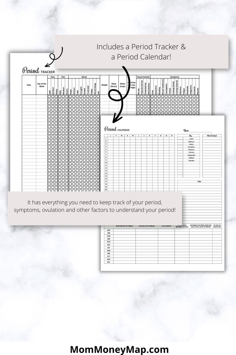 Period Planner Printable Bundle PDF for Cycle & Health Tracking – Mom ...