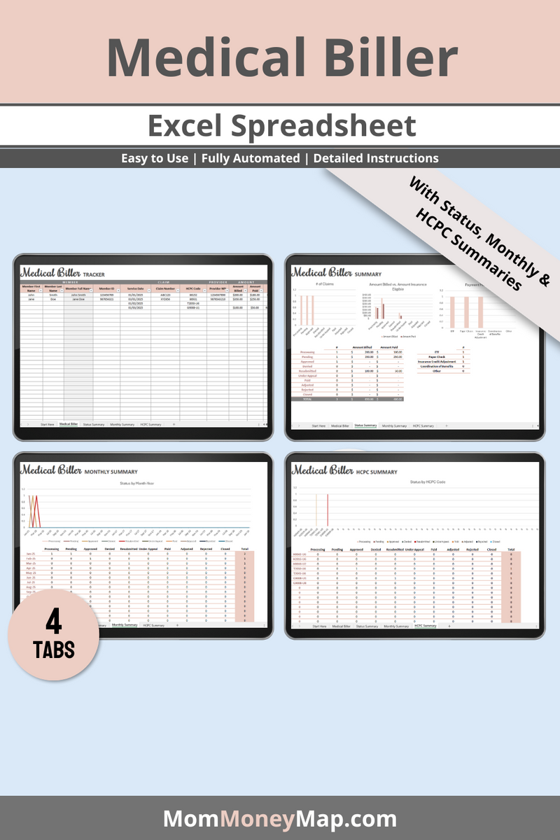 Medical Biller Excel Spreadsheet for Claims, Payments & Patient ...
