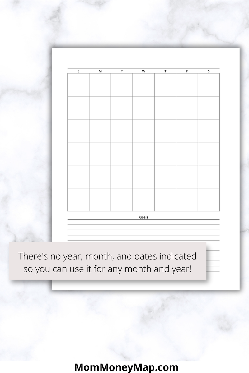 Blank Monthly Calendar Printable PDF for Planning & Organization – Mom ...