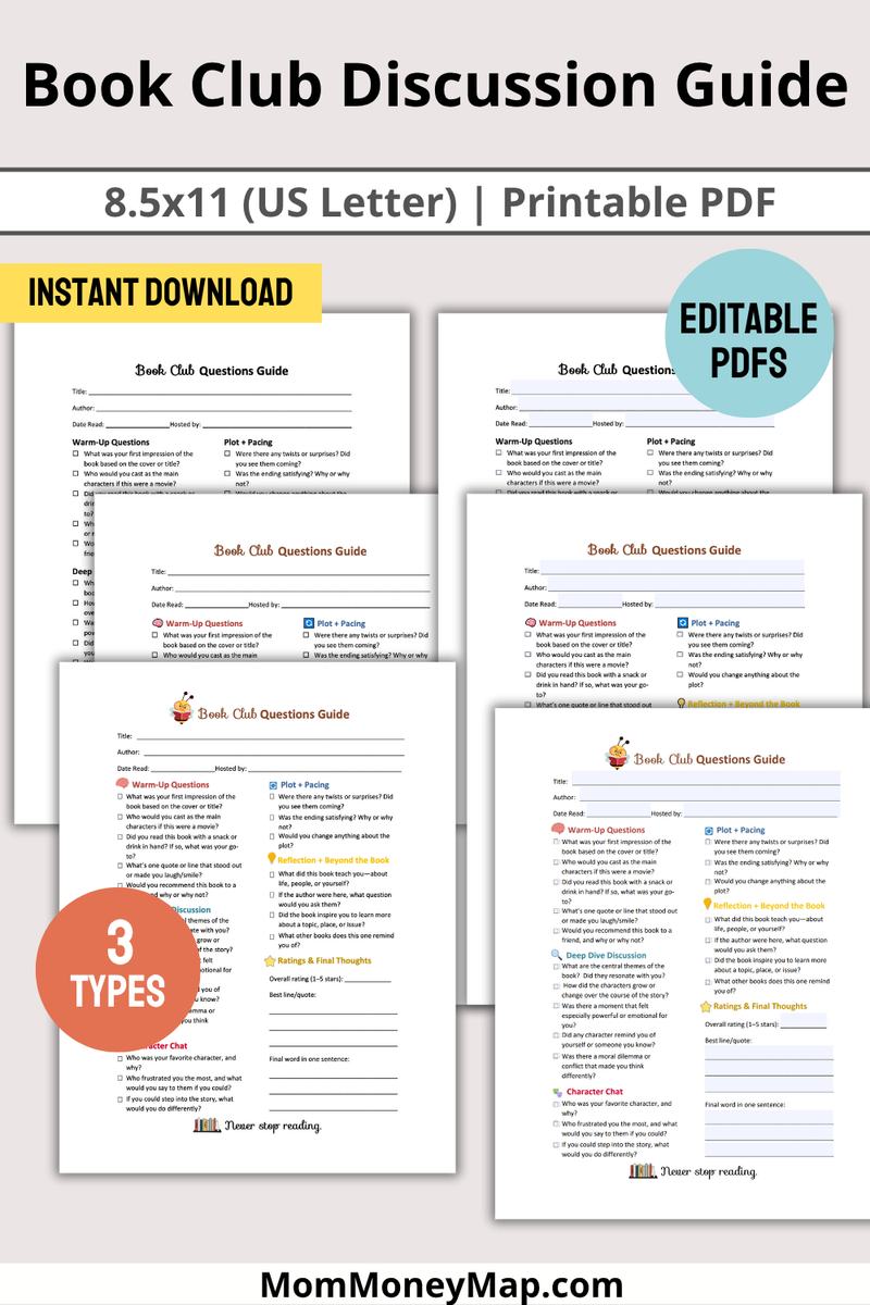 Book Club Discussion Guide Printable PDF – Mom Money Map
