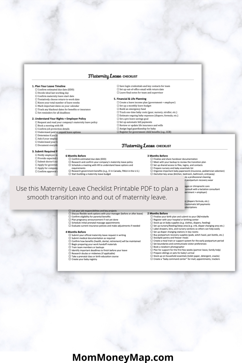 Maternity Leave Checklist Printable PDF for Moms-to-Be & Parents – Mom ...
