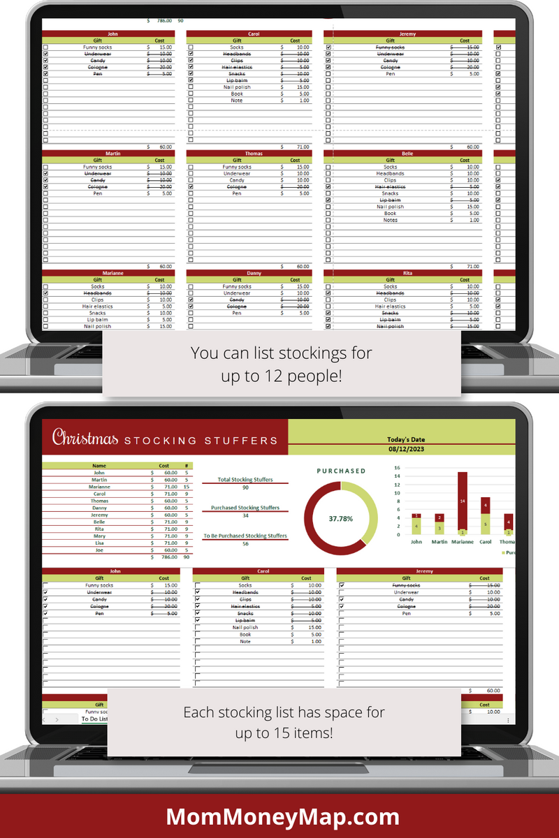 Christmas Stocking Stuffer Excel Spreadsheet – Mom Money Map