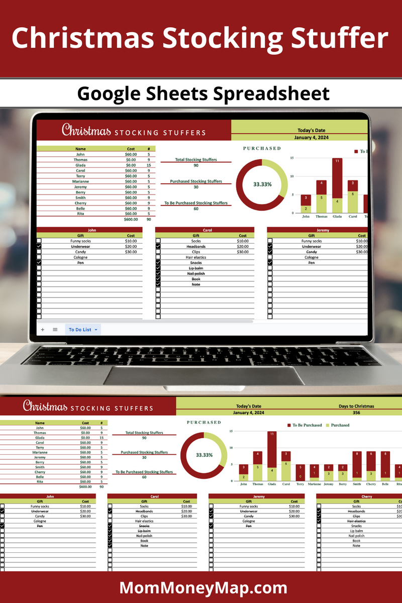 Christmas Stocking Stuffer Google Sheets Spreadsheet – Mom Money Map