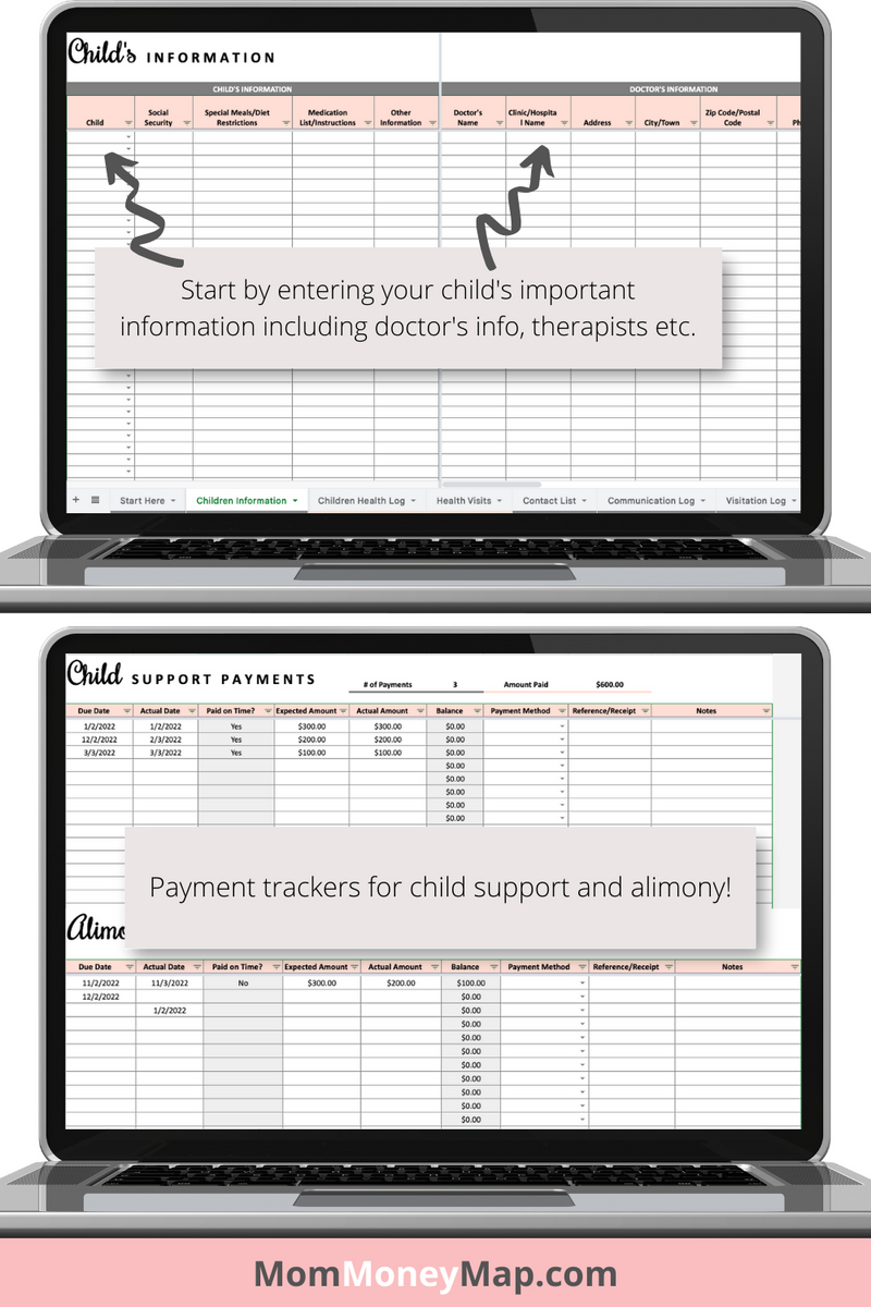 Co-Parenting Planner Excel Spreadsheet for Shared Parenting Tasks – Mom ...