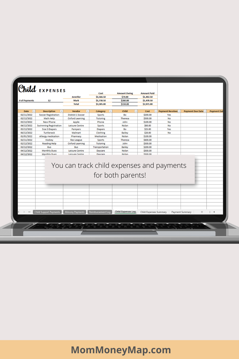 Co-Parenting Planner Excel Spreadsheet – Orange Family Schedule – Mom ...