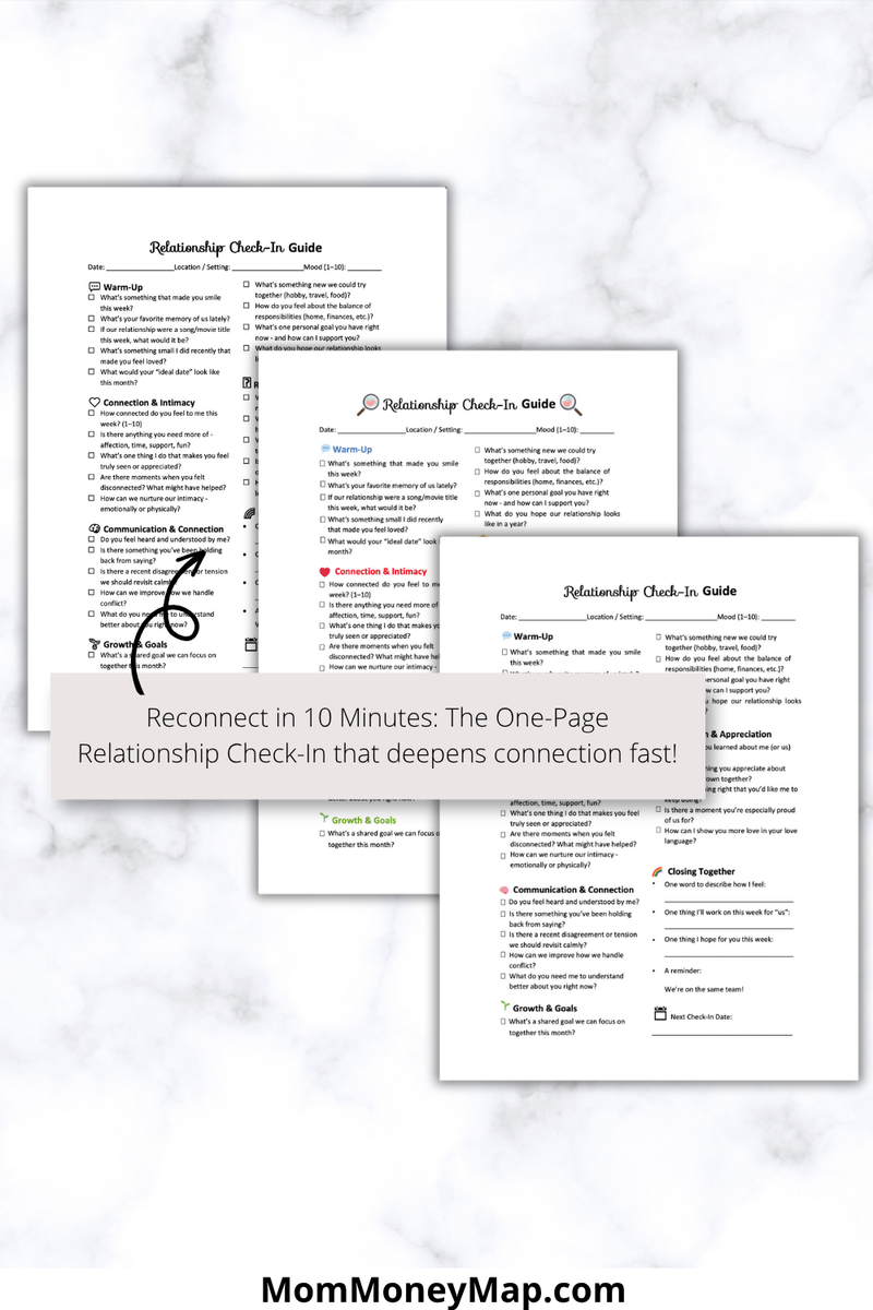 Relationship Check-In Questions Printable PDF for Couples – Mom Money Map