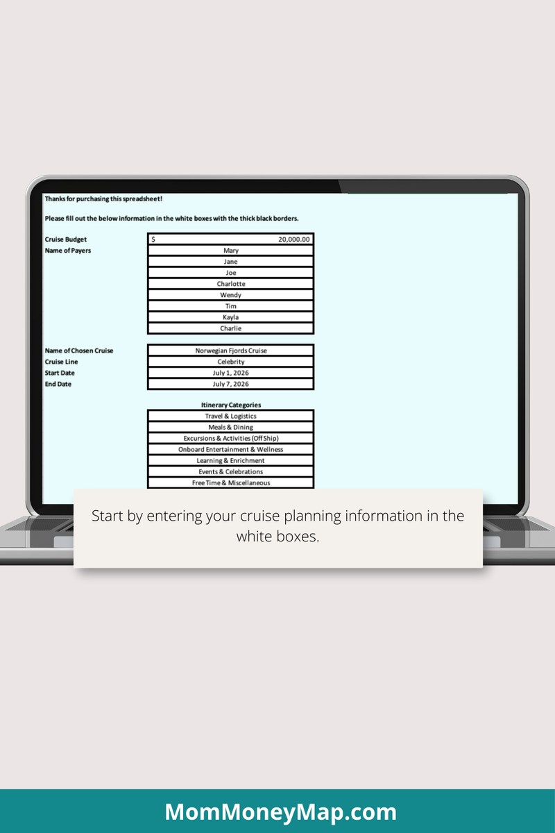 Simple Cruise Planner Excel Spreadsheet | Vacation Planning Tool – Mom ...