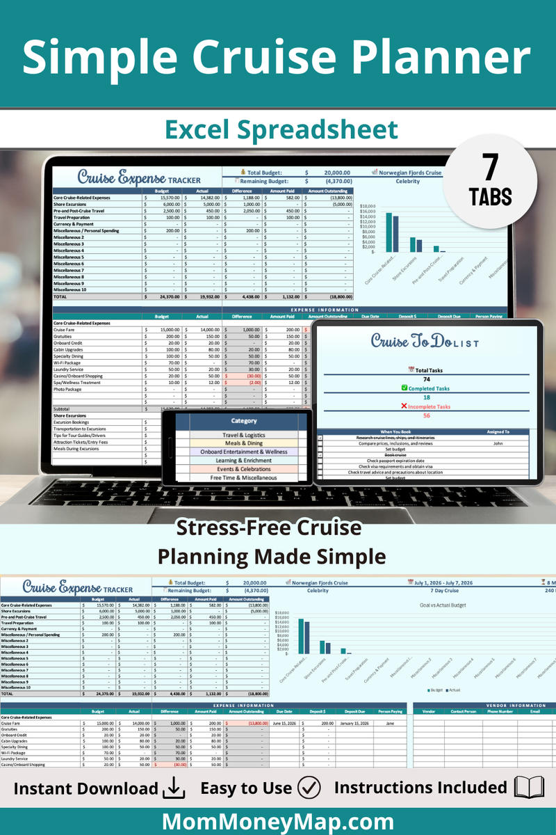 Simple Cruise Planner Excel Spreadsheet | Vacation Planning Tool – Mom ...