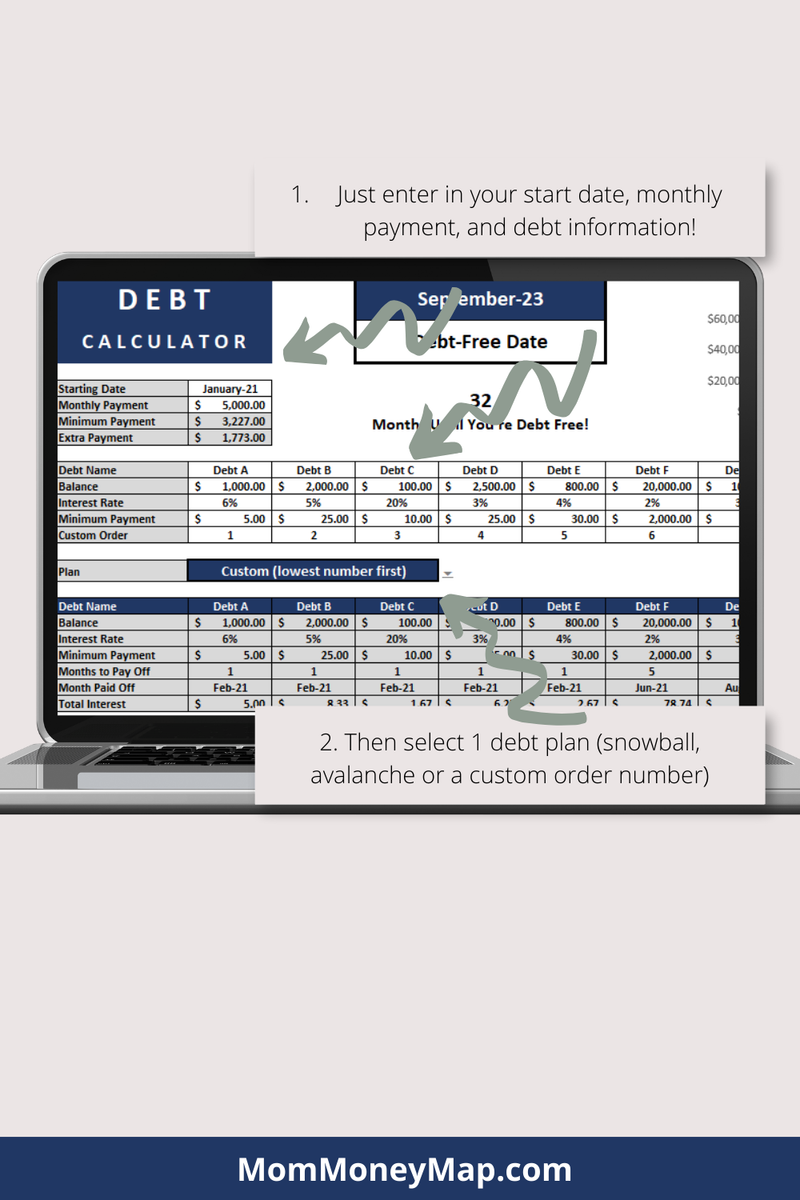 Debt Calculator Excel Spreadsheet 80 Debts – Mom Money Map