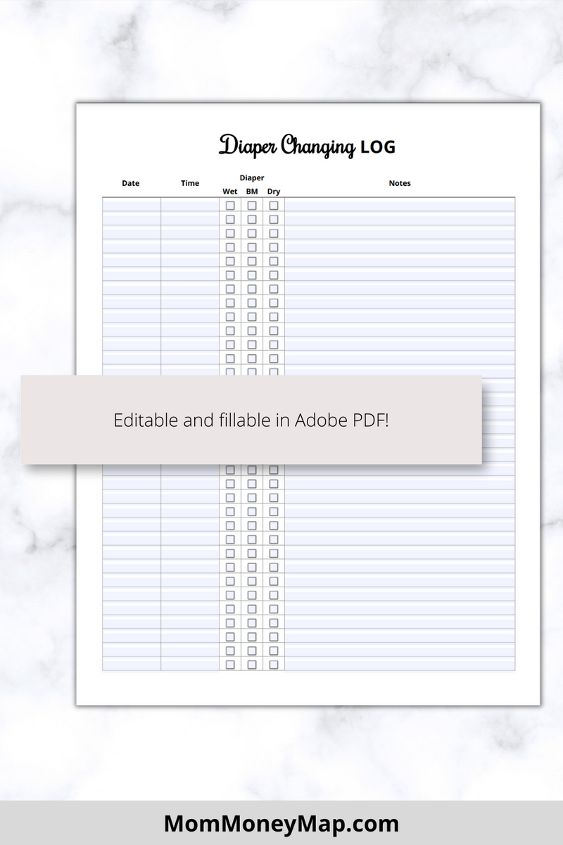 Diaper Changing Checklist Printable PDF – Mom Money Map