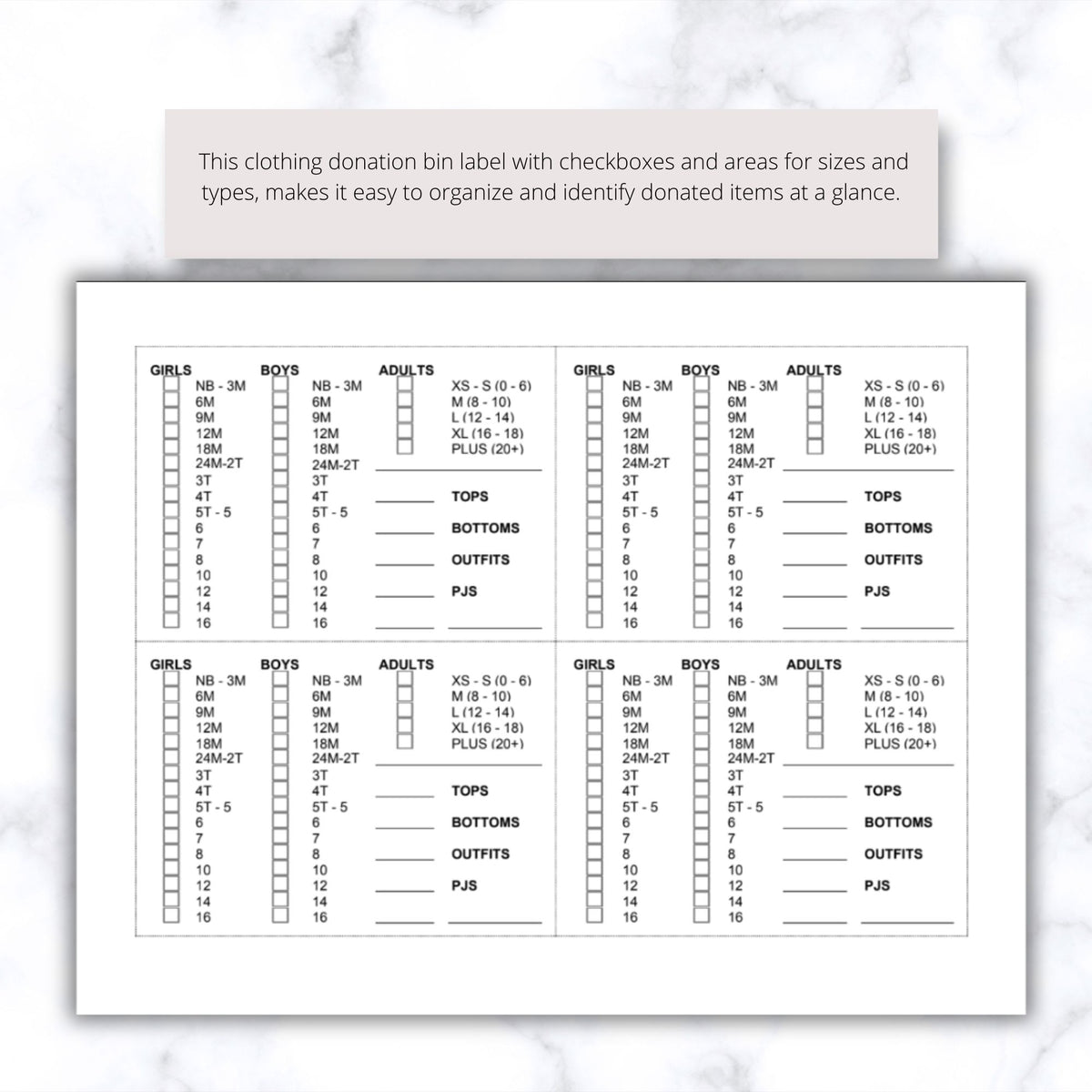 Clothing Donation Bin Label Printable PDF – Mom Money Map