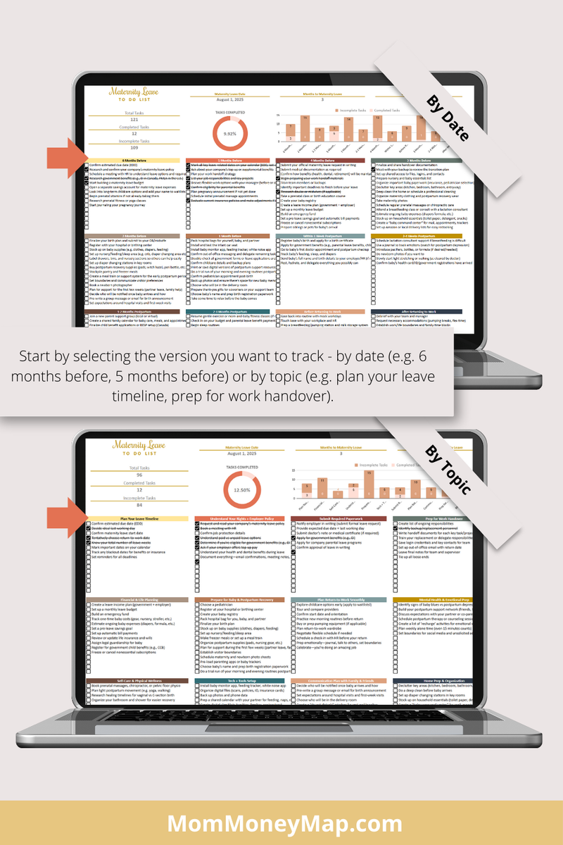 Maternity Leave Checklist Google Sheets Spreadsheet – Mom Money Map