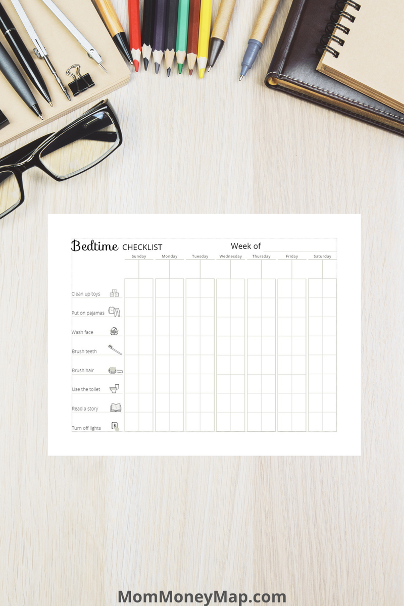 Kids Bedtime Checklist Printable PDF for 2 Children Night Routine – Mom ...
