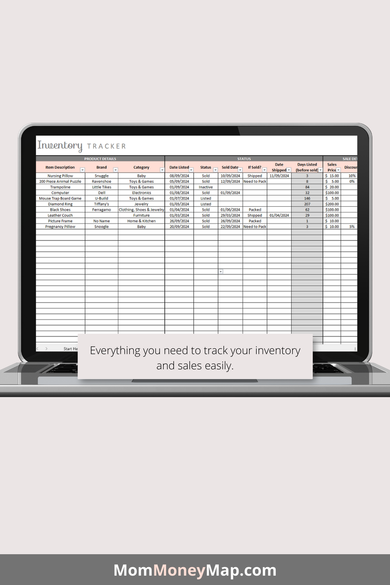 Simple Inventory Tracker Excel Spreadsheet for Stock & Sales – Mom ...