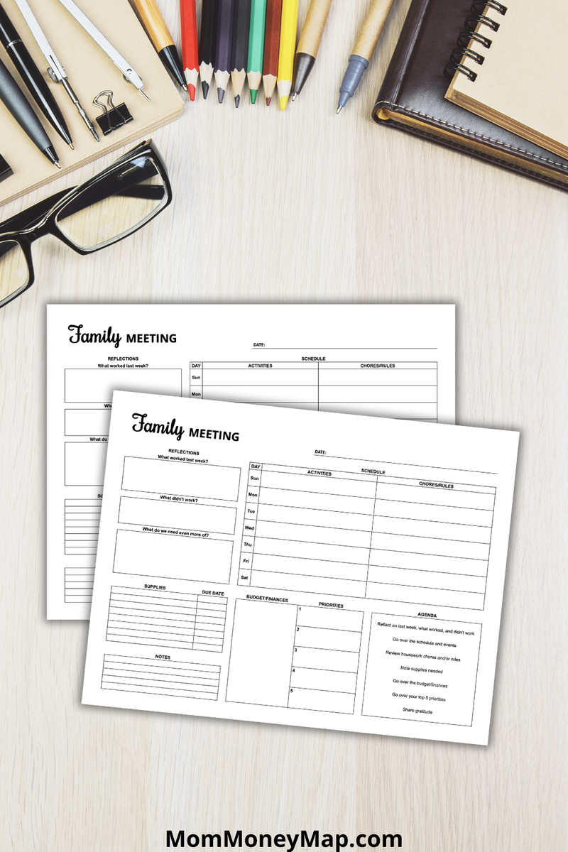 Family Meeting Agenda Printable PDF for Organized Discussions – Mom ...