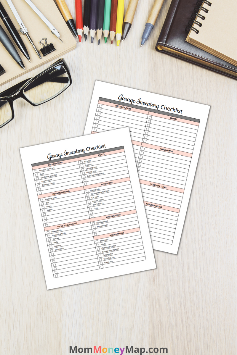 Garage Inventory Checklist Printable PDF – Mom Money Map