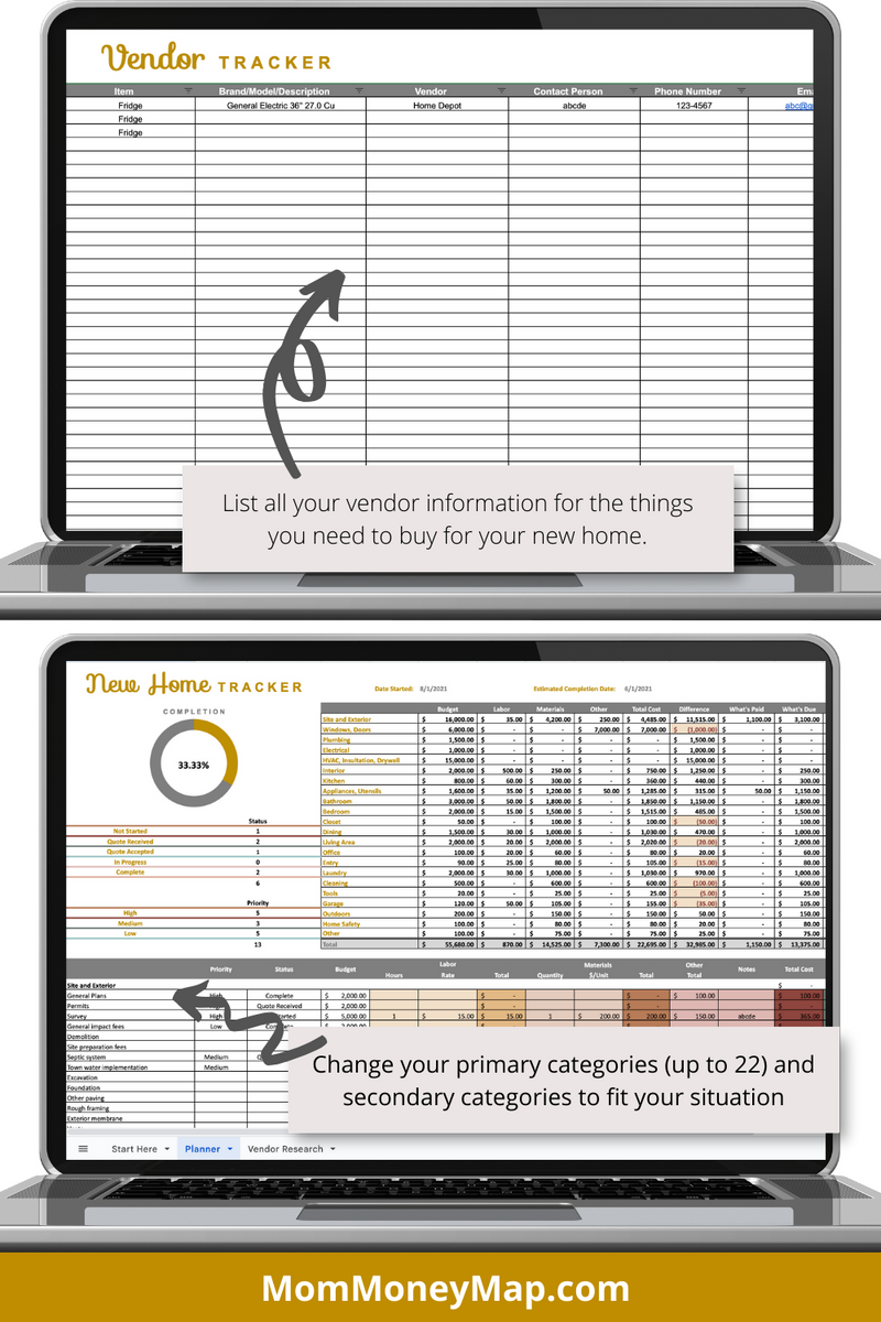 New House Cost Tracker Google Sheets Spreadsheet for Home Buyers – Mom ...